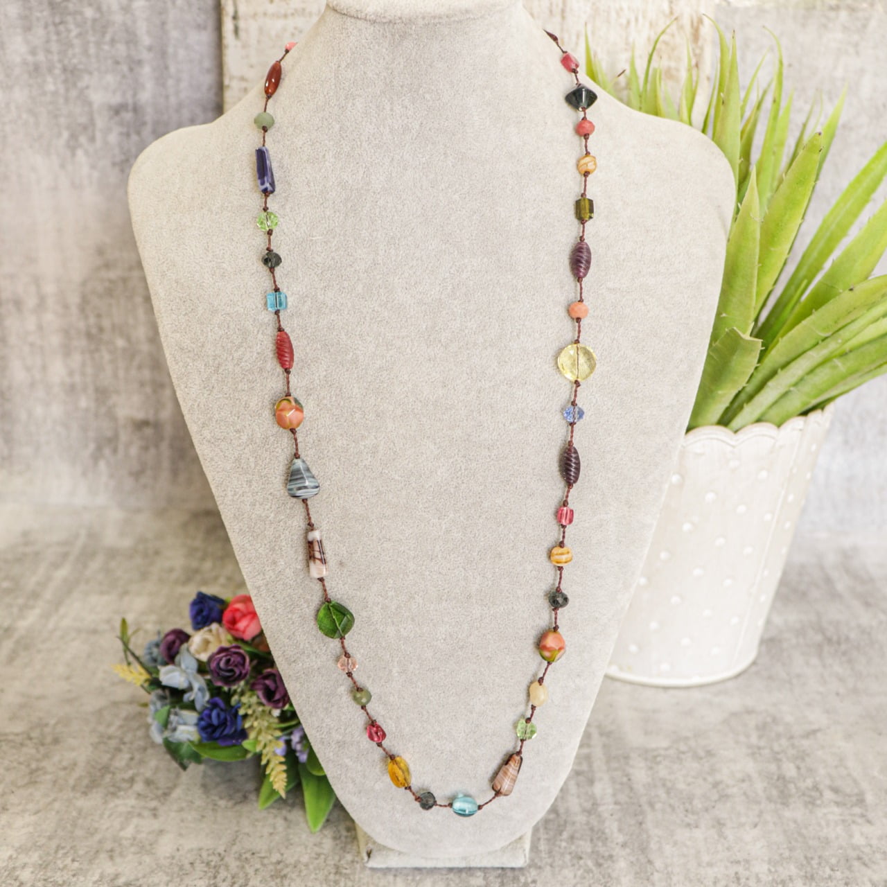 Colar mix de cristais e muranos - Magrini Joias